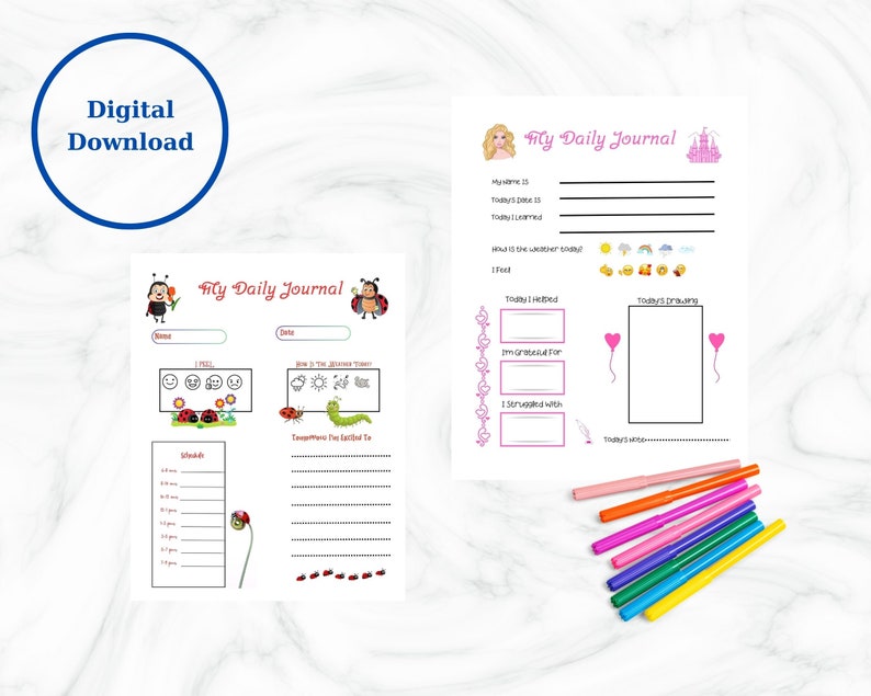 Kids Daily Journal Printable,kids Activity Drawing Page,activity for ...