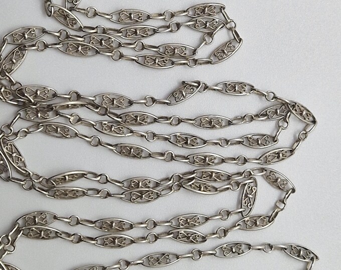 70cm Victorian Silver Long Chain Guard Necklace - Etsy