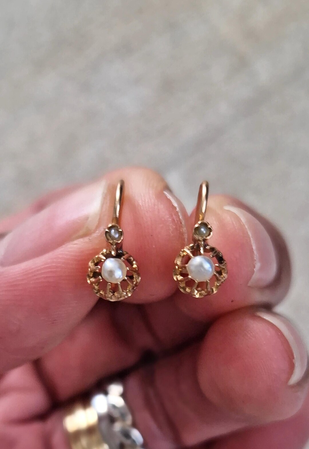 Antique French Earrings 18k Yellow Gold With Fine Pearl-hallmark Eagle ...