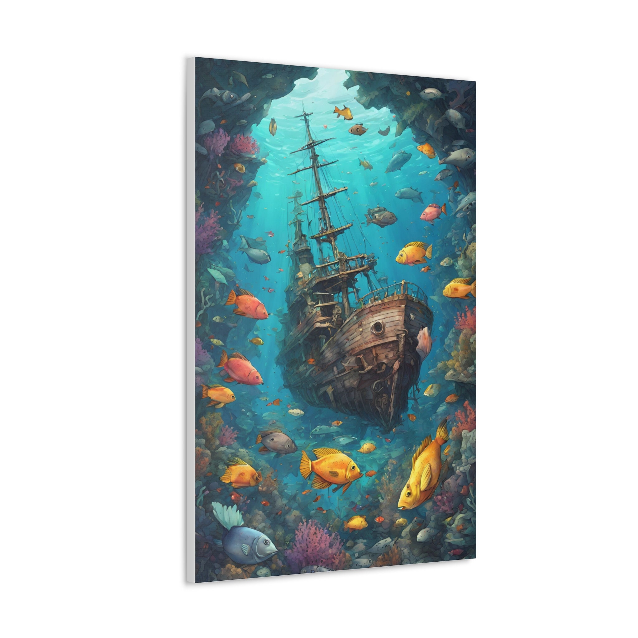 Ocean Odyssey Underwater Shipwreck Art Drawing-style Pirate Shipwreck ...