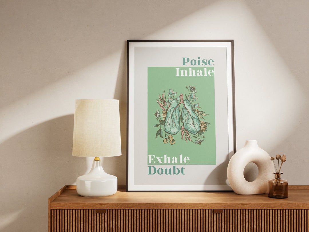 Mindful Breathing Art Print With Lung and Wildflower Design • Inhale ...