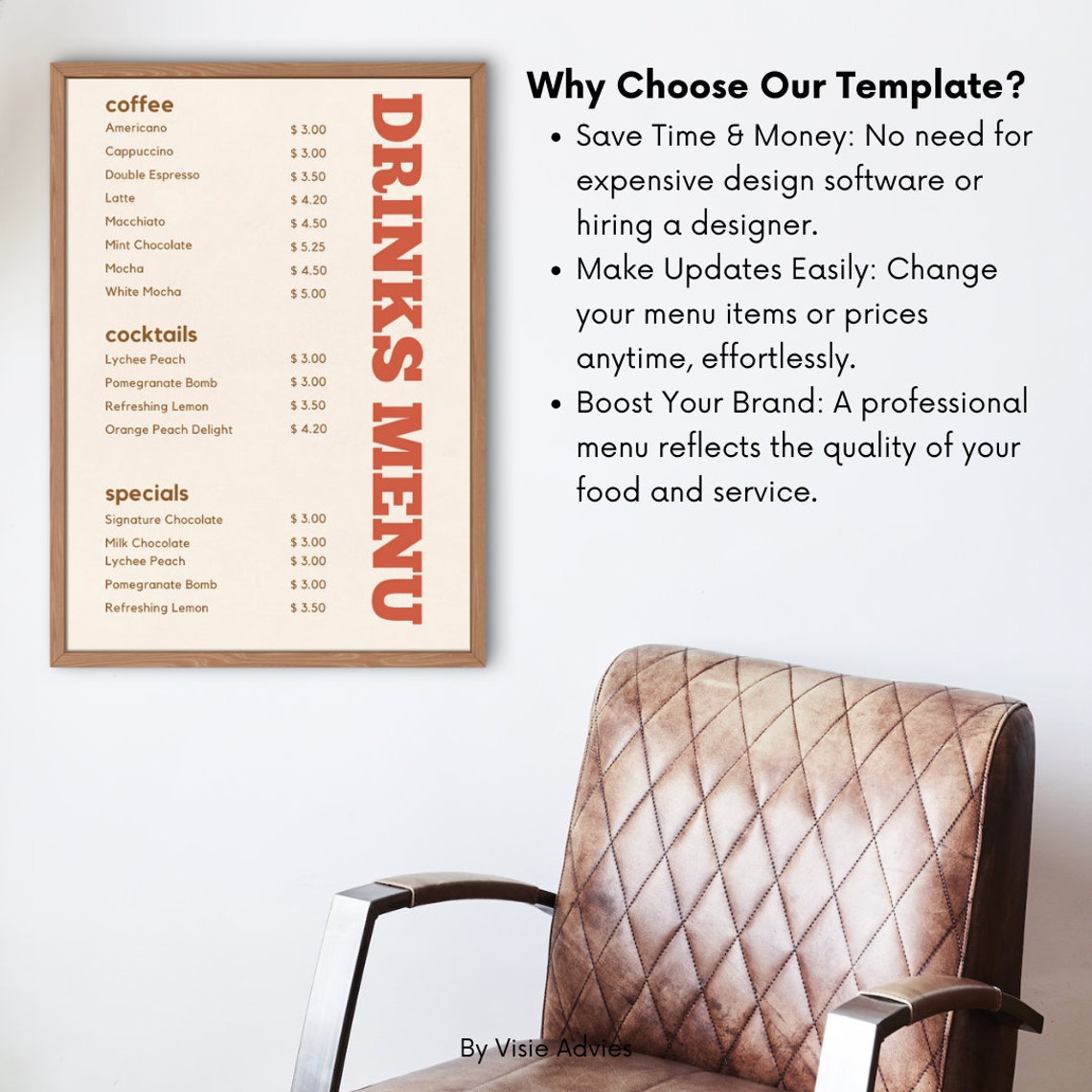 Restaurant Menu Template, Menu Portrait Mode, Customizable Canva Menu ...