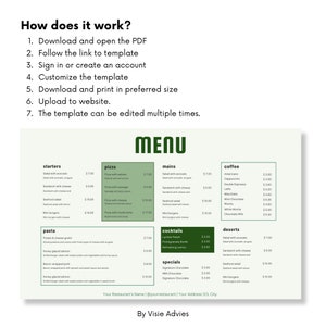 Restaurant Menu Landscape One Page, Fully Customizable Canva Template ...