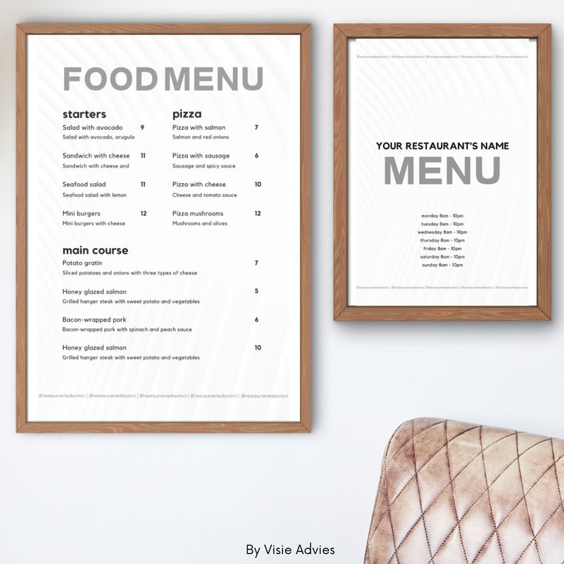 Restaurant Menu Template, Menu Portrait Mode, Customizable Canva Menu ...