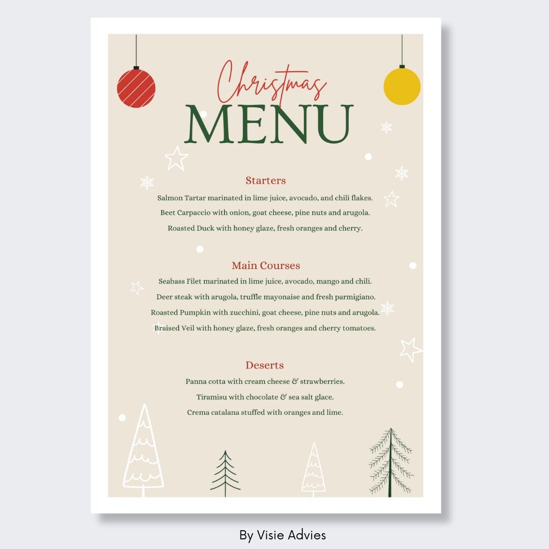 Christmas Restaurant Menu - Customizable Canva Template for Restaurant ...