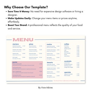 Restaurant Menu - Landscape One Page, Fully Customizable Canva Template ...