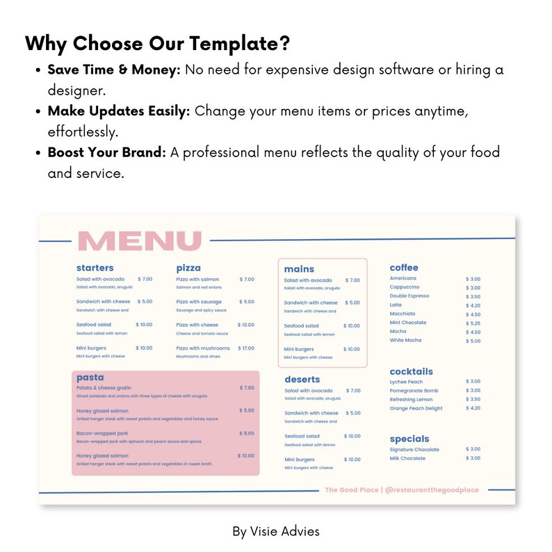 Restaurant Menu - Landscape One Page, Fully Customizable Canva Template ...