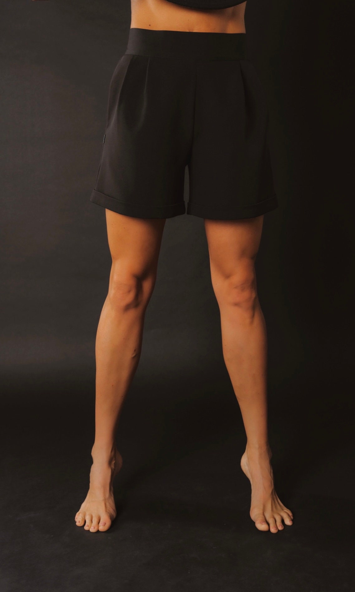 Black Classic Shorts With Pockets and Lapels, Black Shorts, Women's ...
