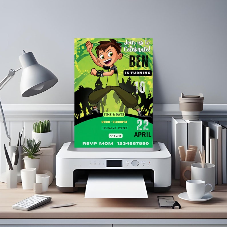 Editable Ben Ten Invitation | Editable Ben 10 Invitation | Superhero ...