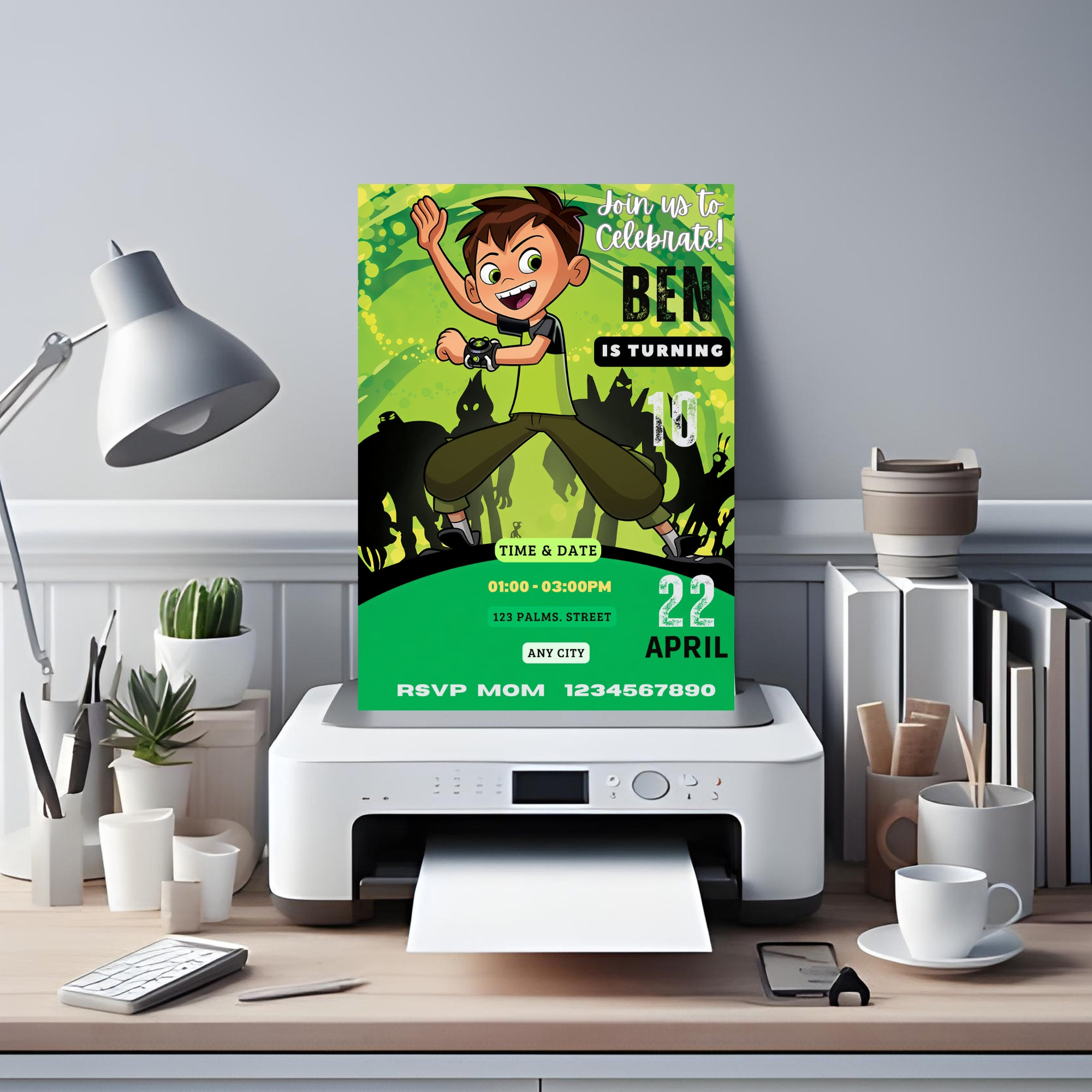 Editable Ben Ten Invitation Editable Ben 10 Invitation Superhero Theme for Boys and Girls ...