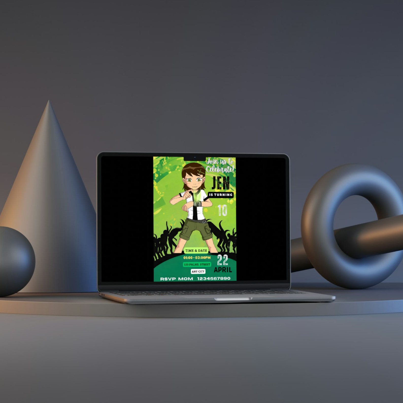 Editable Ben Ten Invitation Editable Ben 10 Invitation Superhero Theme ...