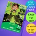 Editable Ben Ten Invitation Editable Ben 10 Invitation Superhero Theme ...