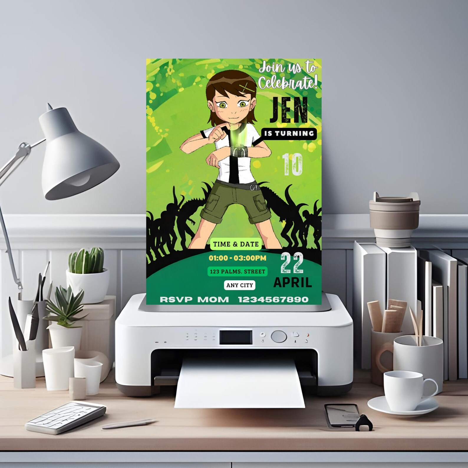 Editable Ben Ten Invitation Editable Ben 10 Invitation Superhero Theme ...