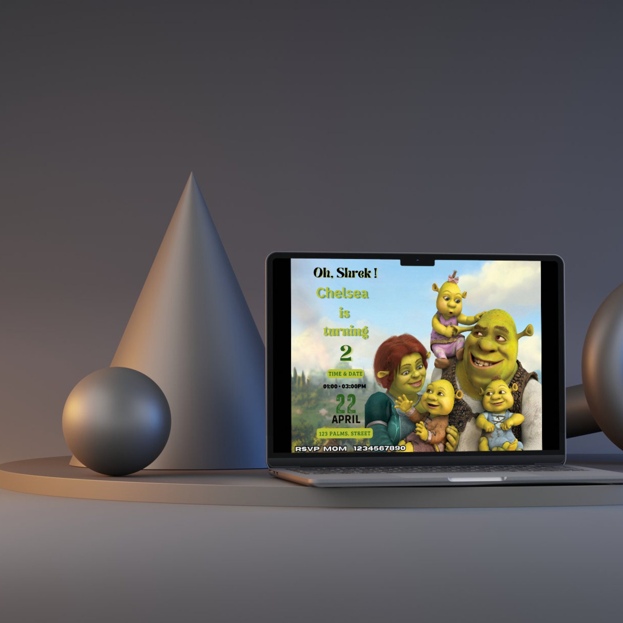 Shrek Birthday Invitation, Princess Fiona Evite , Shrek Babies Fergus ...