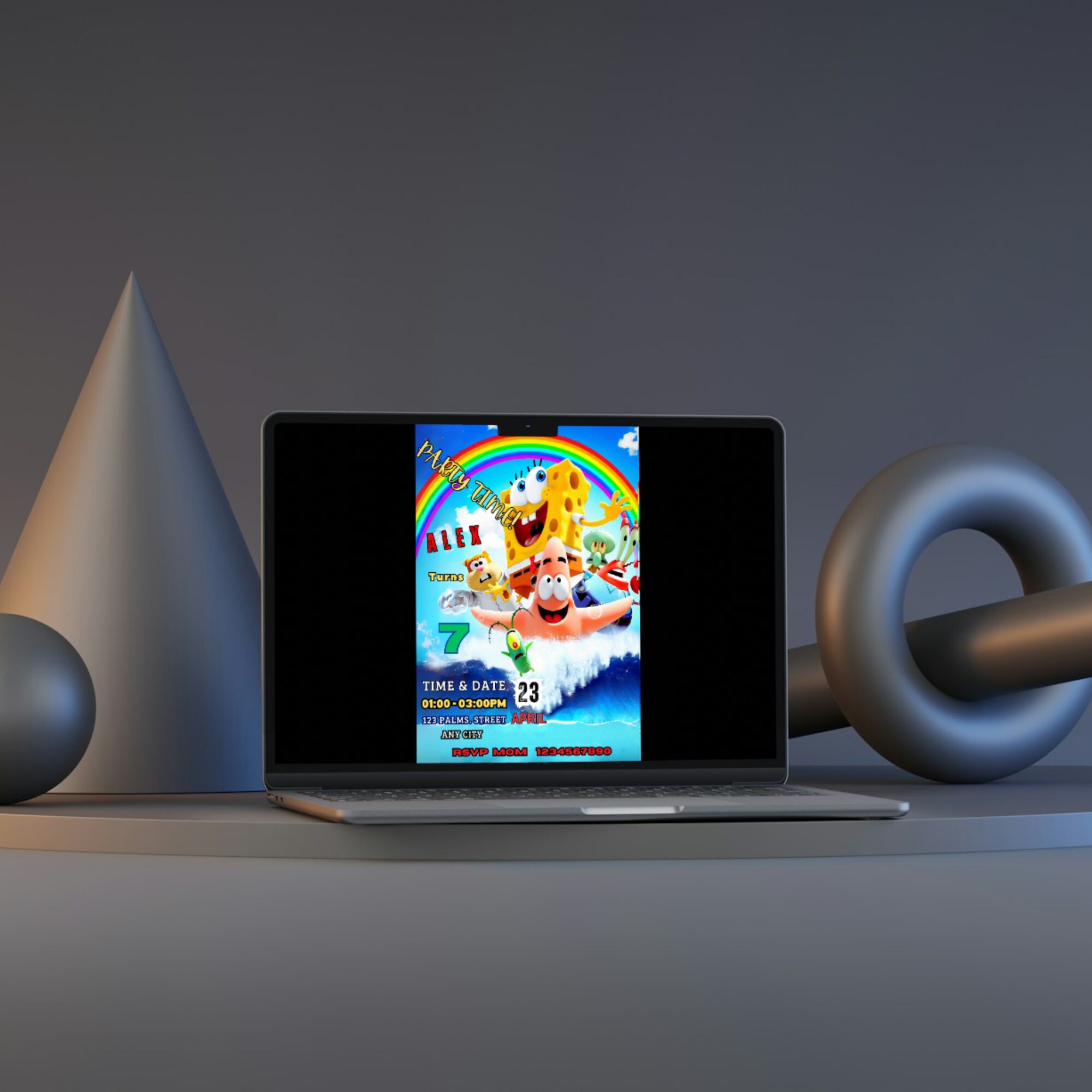 Editable Spongebob Birthday Invitation | Sponge Bob Invite | Template ...