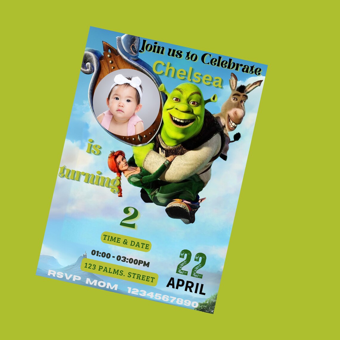 Shrek Birthday Invitation, Princess Fiona Evite , Shrek Party ...