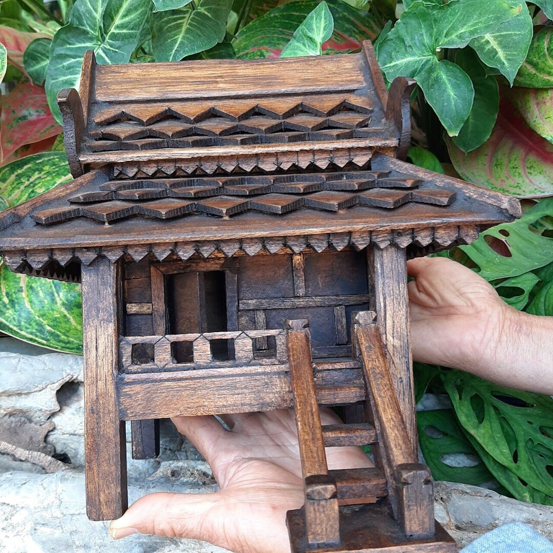 Wooden Thai Spirit House Saan Phra Phum Thai Handicraft Golden - Etsy