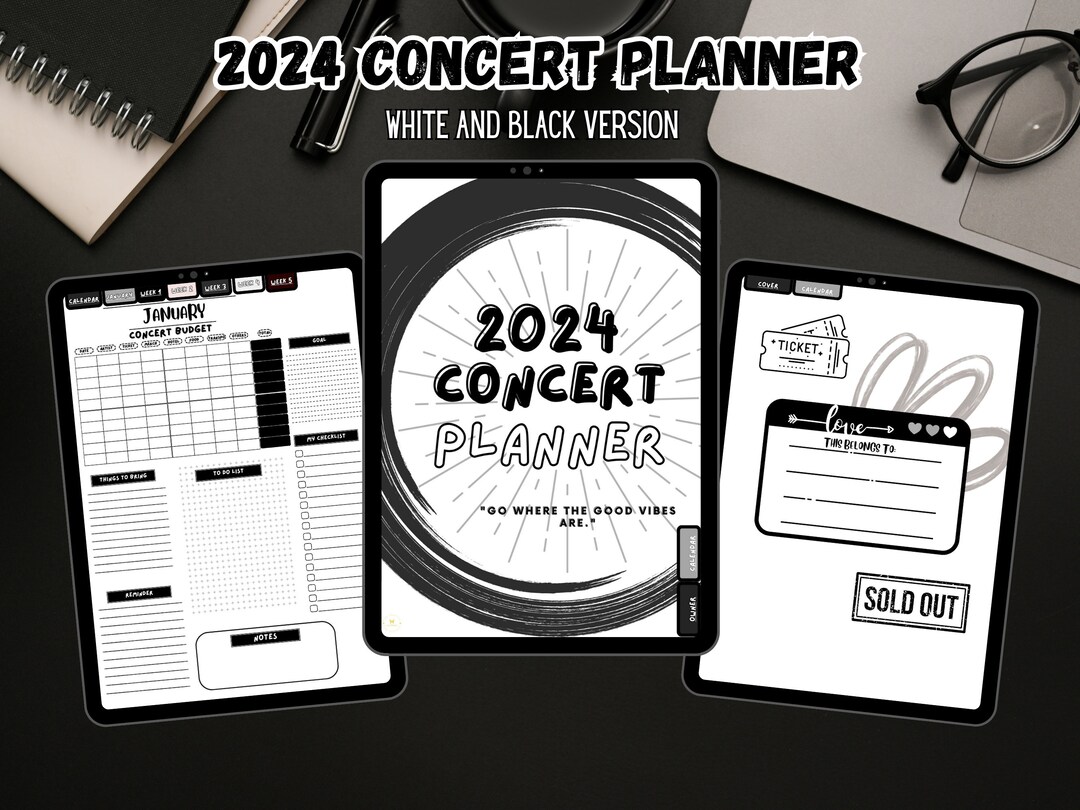 Unlock Your Concert Experience: Digital 2024 White and Black Planner ...