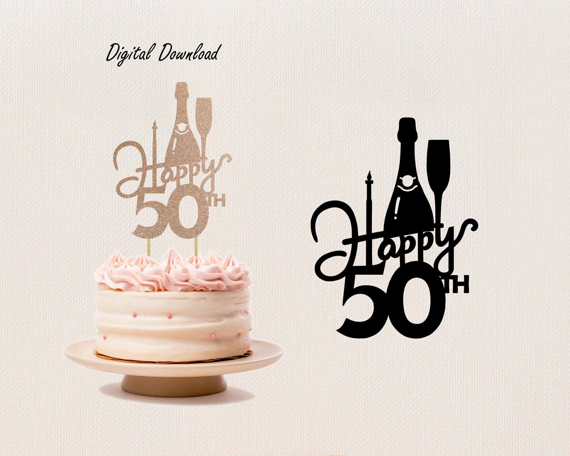 50th Birthday Svg, Cake Topper Svg, 50th Cake Topper, Happy 50th Svg ...