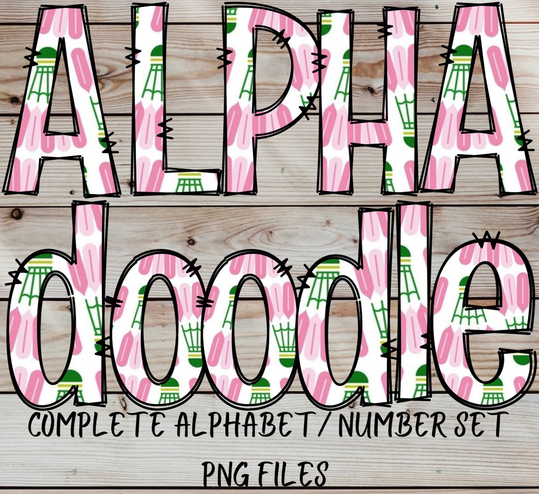 Badminton Alpha Doodle Font Letters/ Numbers PNG - Etsy