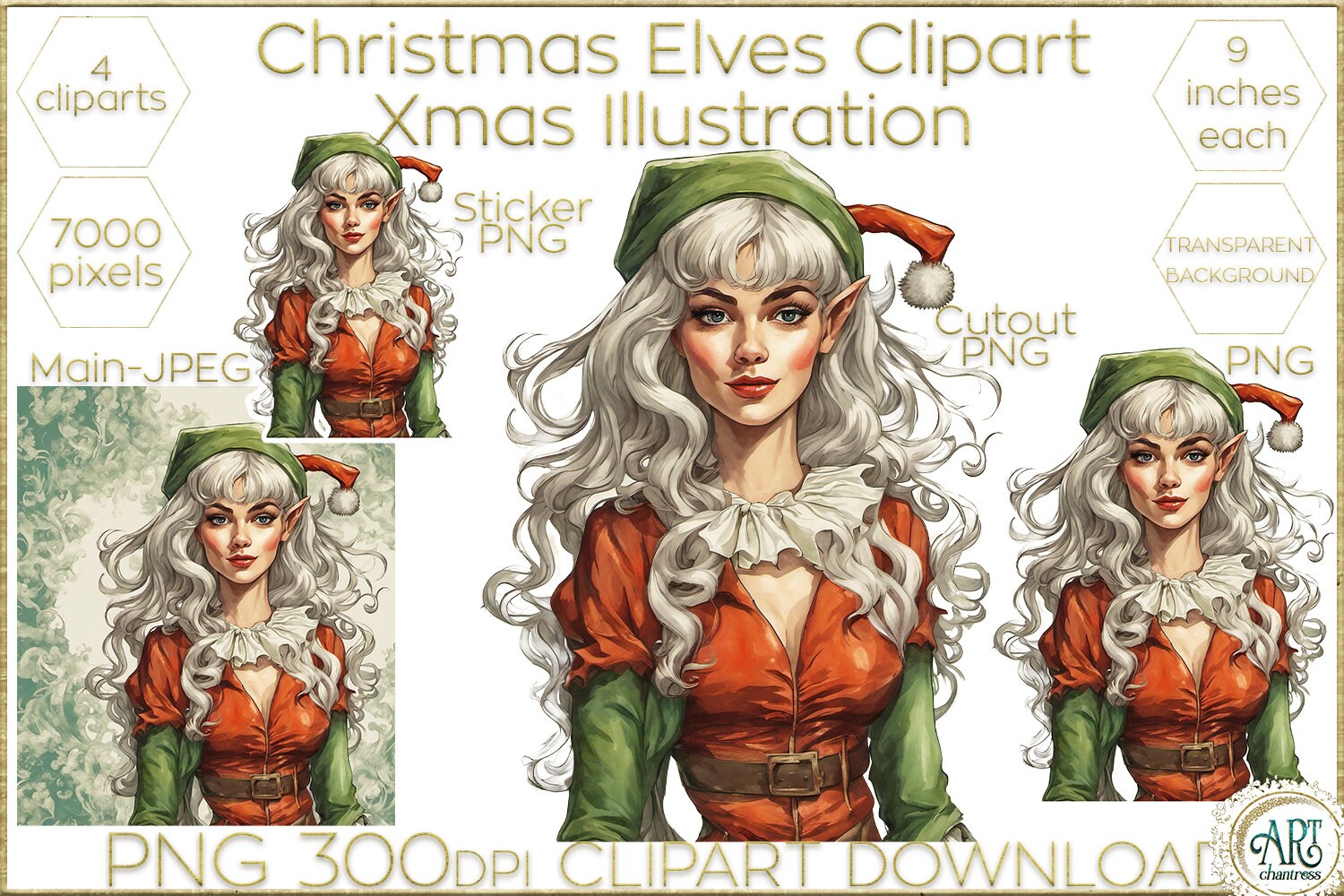 Christmas Elves Watercolor Clipart, Elf PNG Digital Download, Festive ...