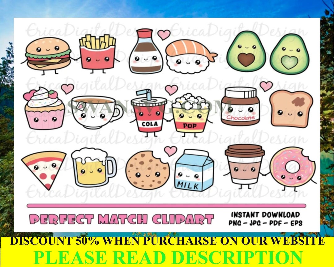 Perfect Match Kawaii Bundle SVG, Cute Food Svg, Friendship Svg, Best ...
