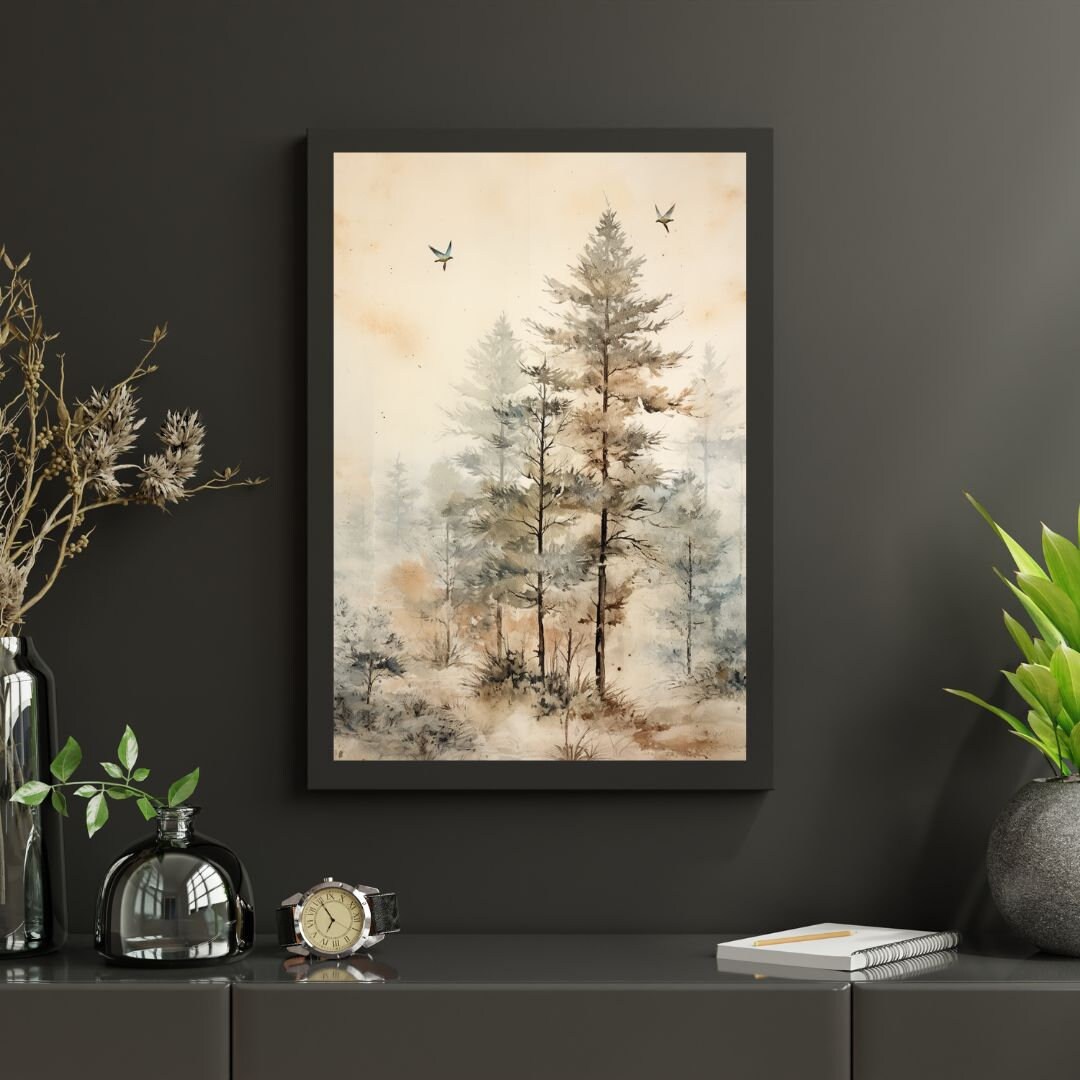 Rustic and Scots Pine Tree | Wall Art | Digital Download | W012 - Etsy