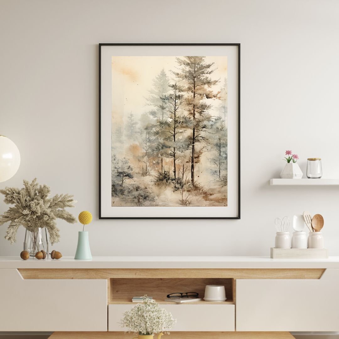 Rustic and Scots Pine Tree | Wall Art | Digital Download | W012 - Etsy
