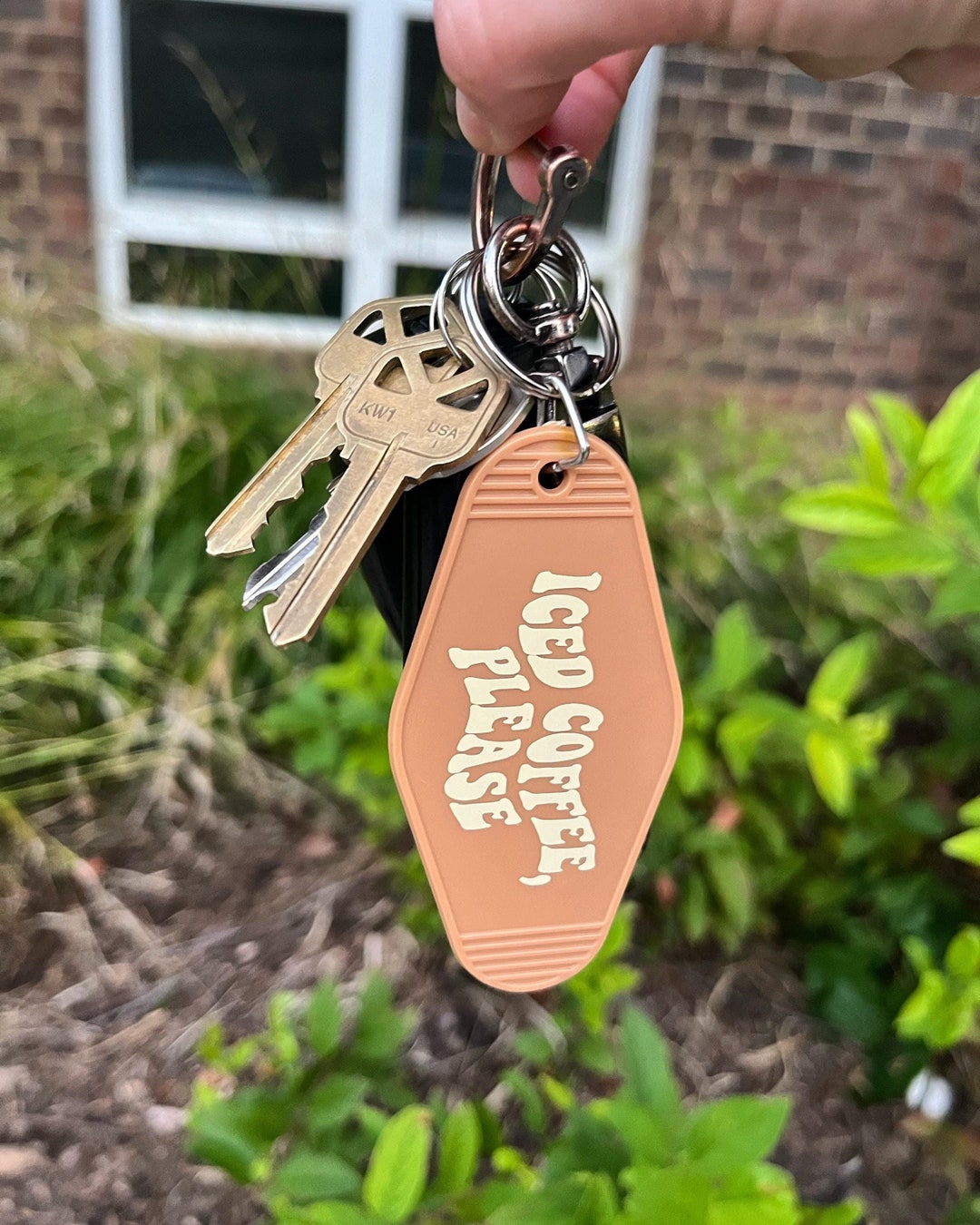 Retro Motel Keychain | "iced Coffee Please" Funny Quote | Cute Gift for ...