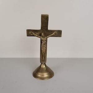 Vintage Brass Cross Crucifixion Cross Brass Table Cross Altar Brass ...