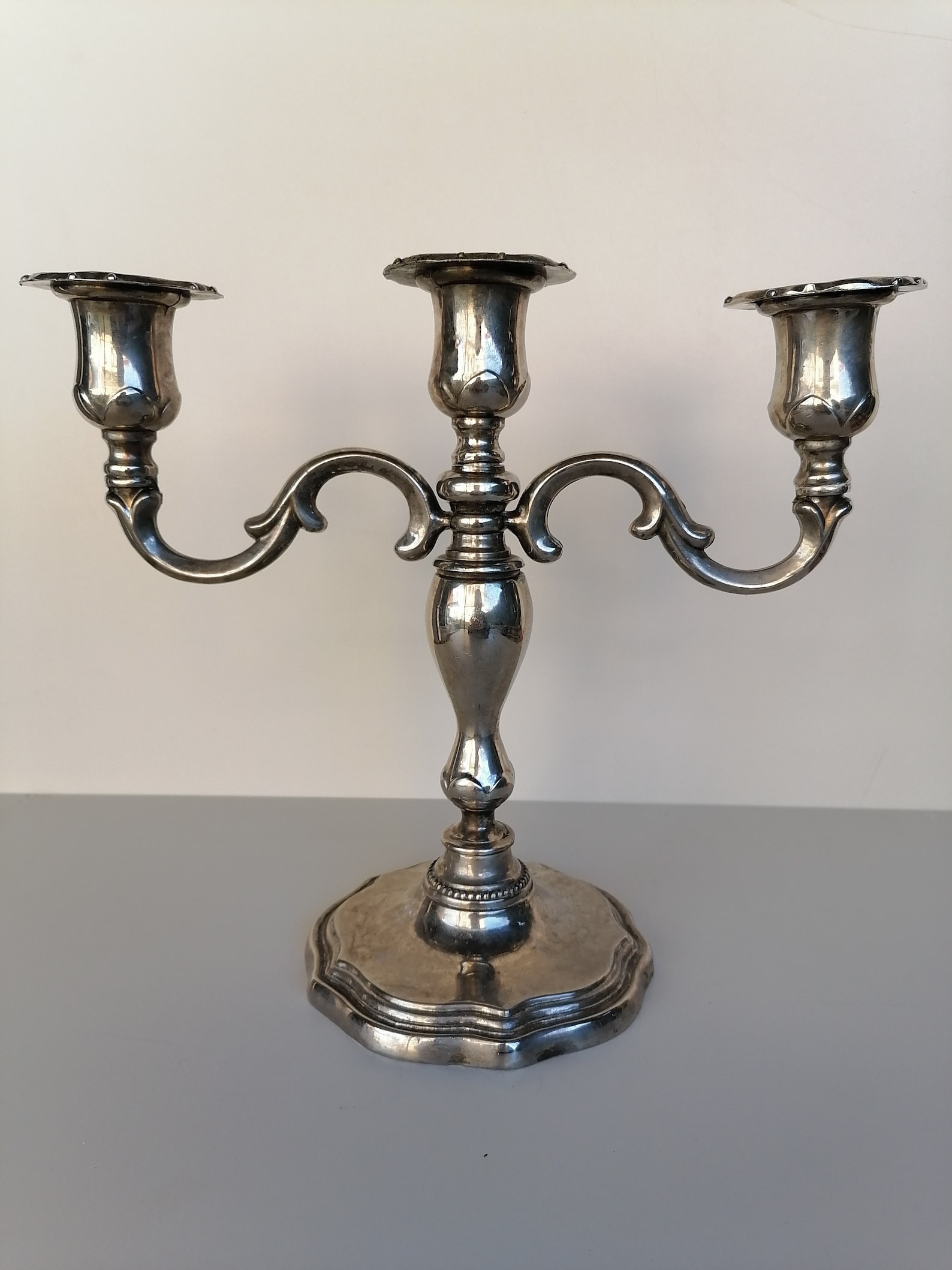 Vintage 3 Arm Silver Plated Candle Holder, Antique 3 Branch Candlestick ...