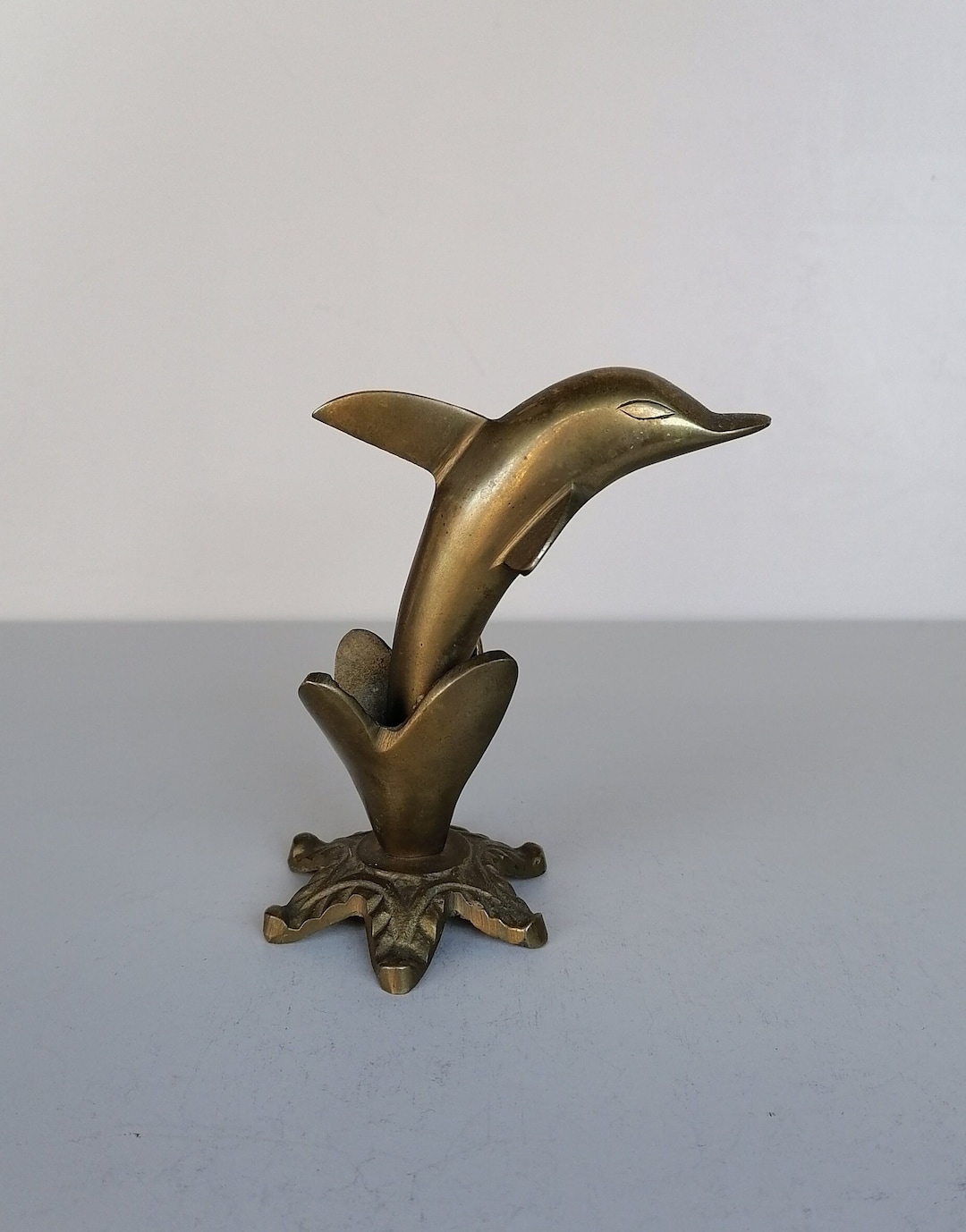 Vintage Brass Dolphin Ornament on Stand, Sea Animal Decor - Etsy
