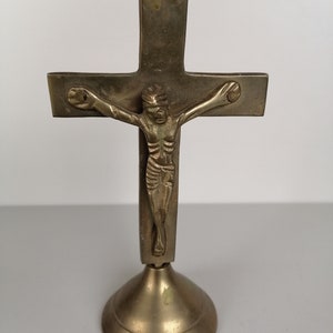 Vintage Brass Cross Crucifixion Cross Brass Table Cross Altar Brass ...
