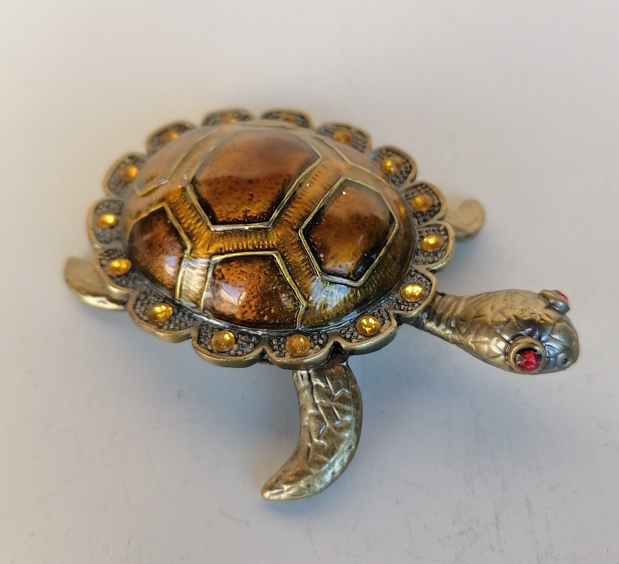 Vintage Brass Sea Turtle Animal Desktop Art , Brass Turtle Figurine ...