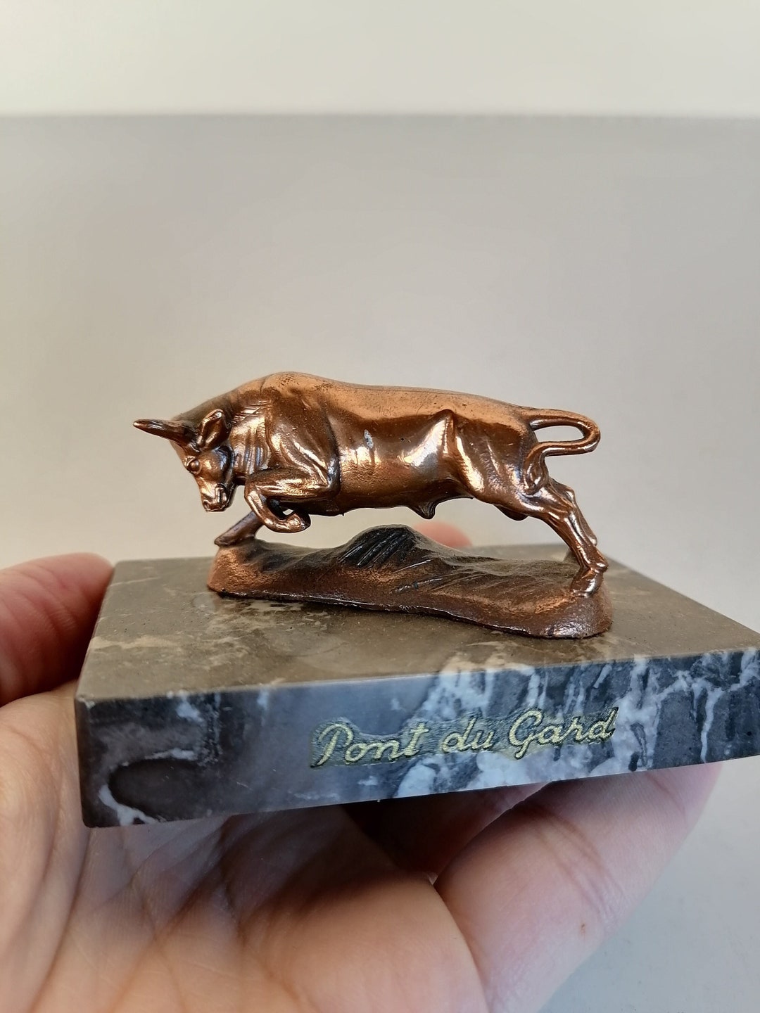 Copper Plated Bull on Marble Base Copper Bull Vintage Paperweight Pont ...