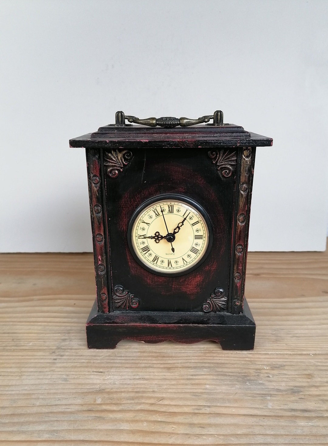 Vintage Wooden Mantel Clock Wooden Desk Clock Wooden Office Clock ...