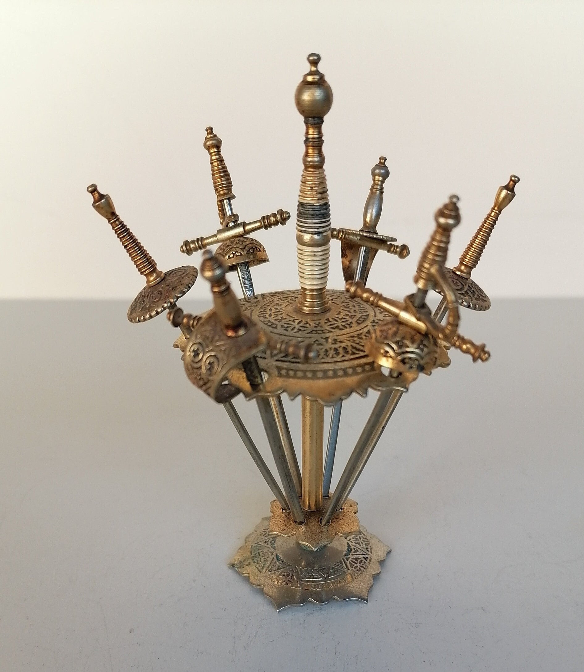 Vintage Toledo Cocktail Swords in a Stand Six Toledo Cocktail Swords in ...