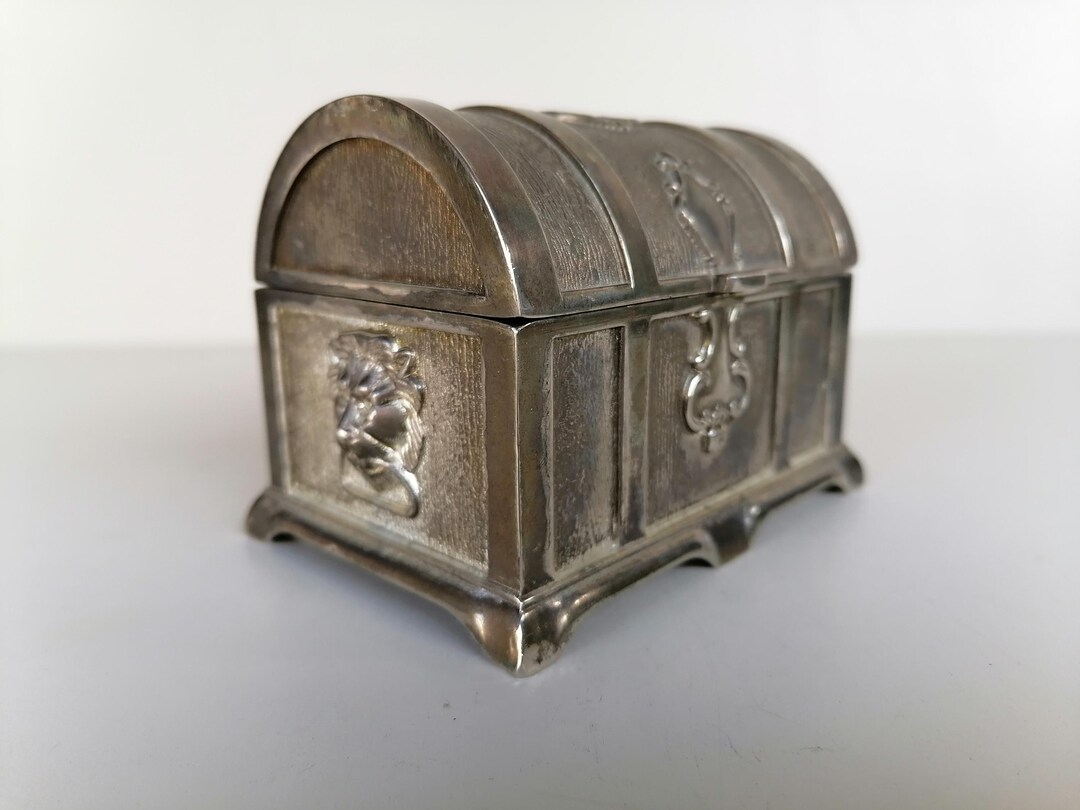 Metal Silver Plated Vintage Chest With Lions Gothic Decorated Box for ...