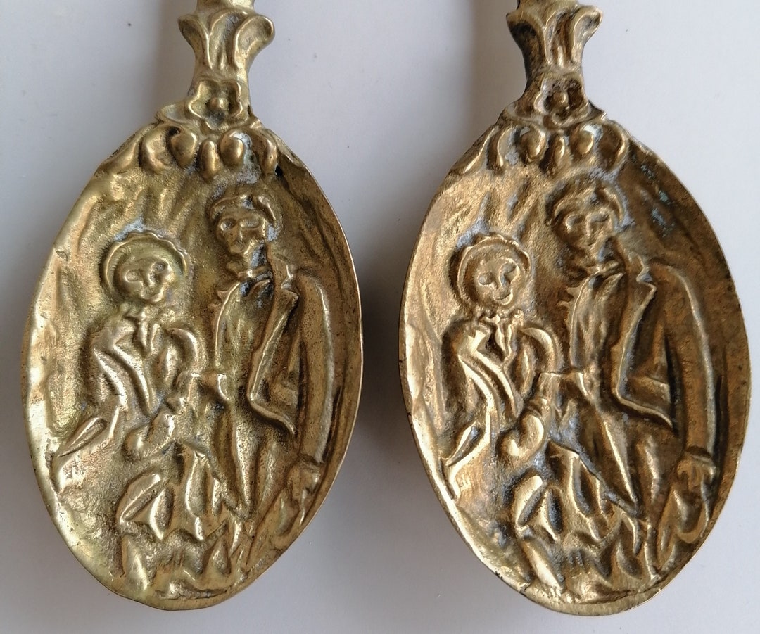 Pair of 2 an Vintage Spoons Vintage Brass Spoons Art - Etsy