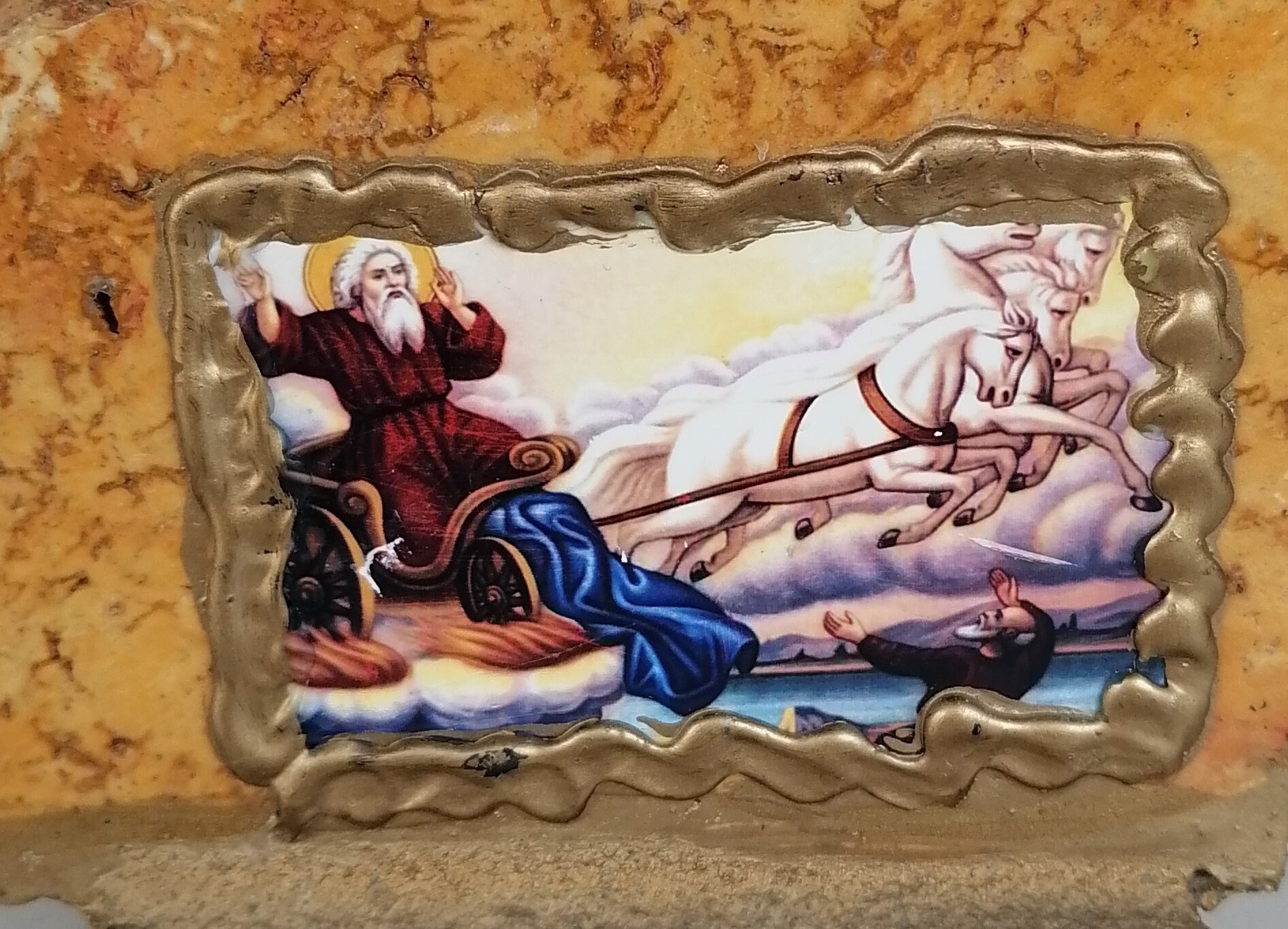 Unique Icon of Saint Elijah on Marble, the Prophet Elijah With the ...