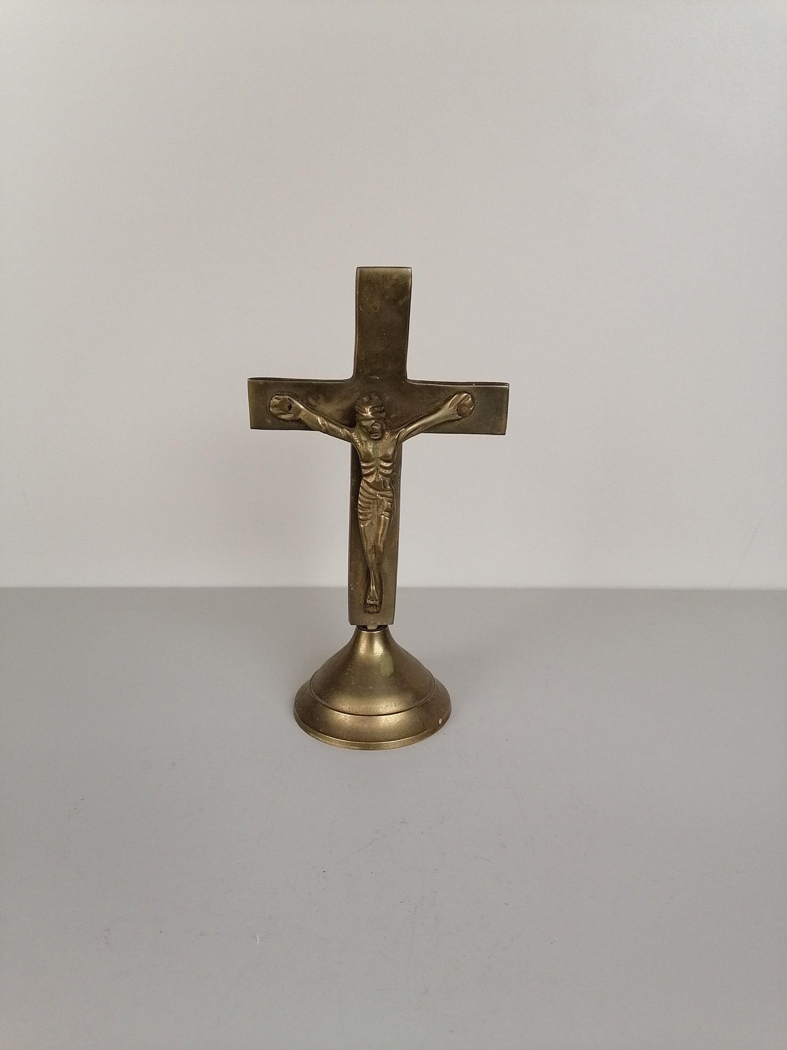 Vintage Brass Cross Crucifixion Cross Brass Table Cross Altar Brass ...