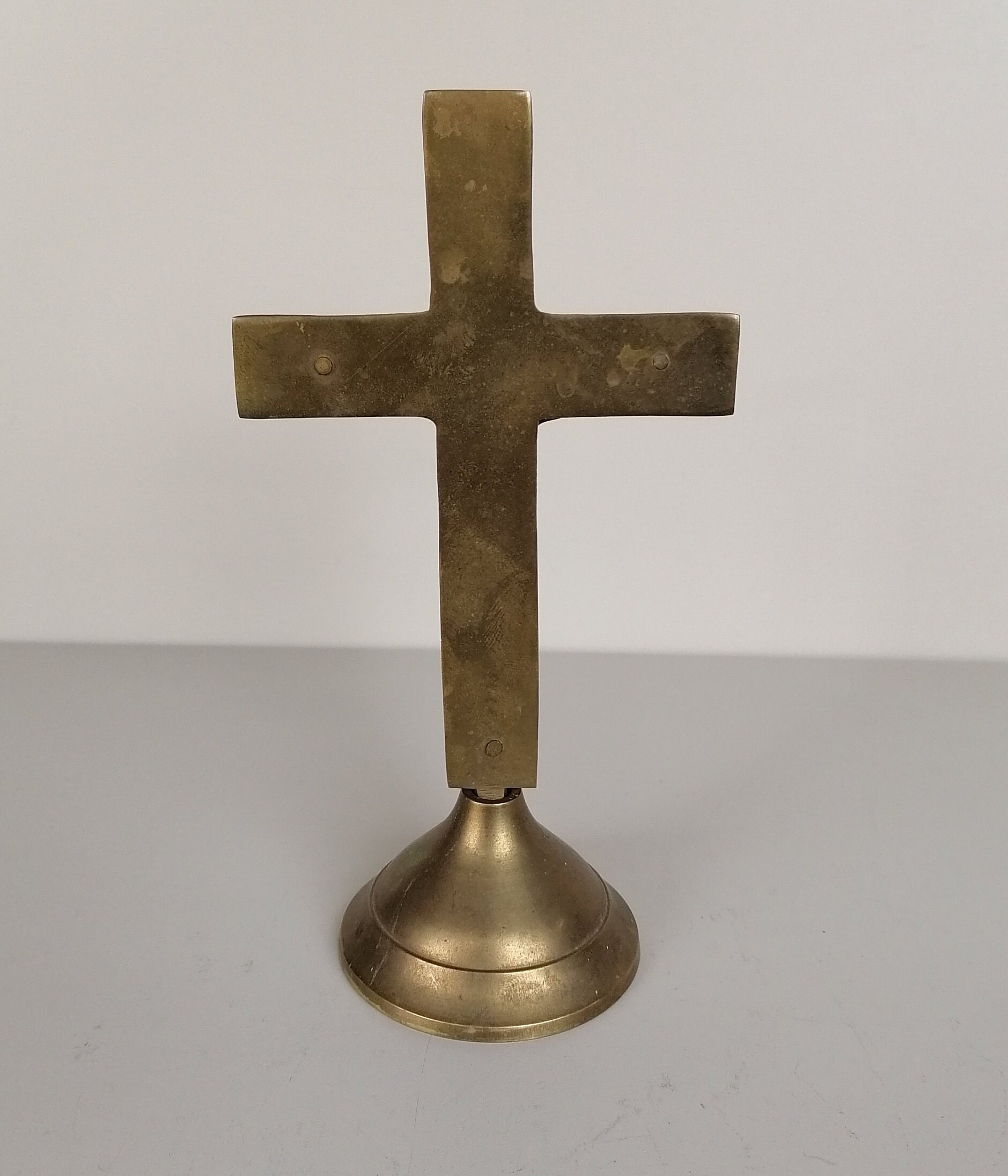 Vintage Brass Cross Crucifixion Cross Brass Table Cross Altar Brass ...
