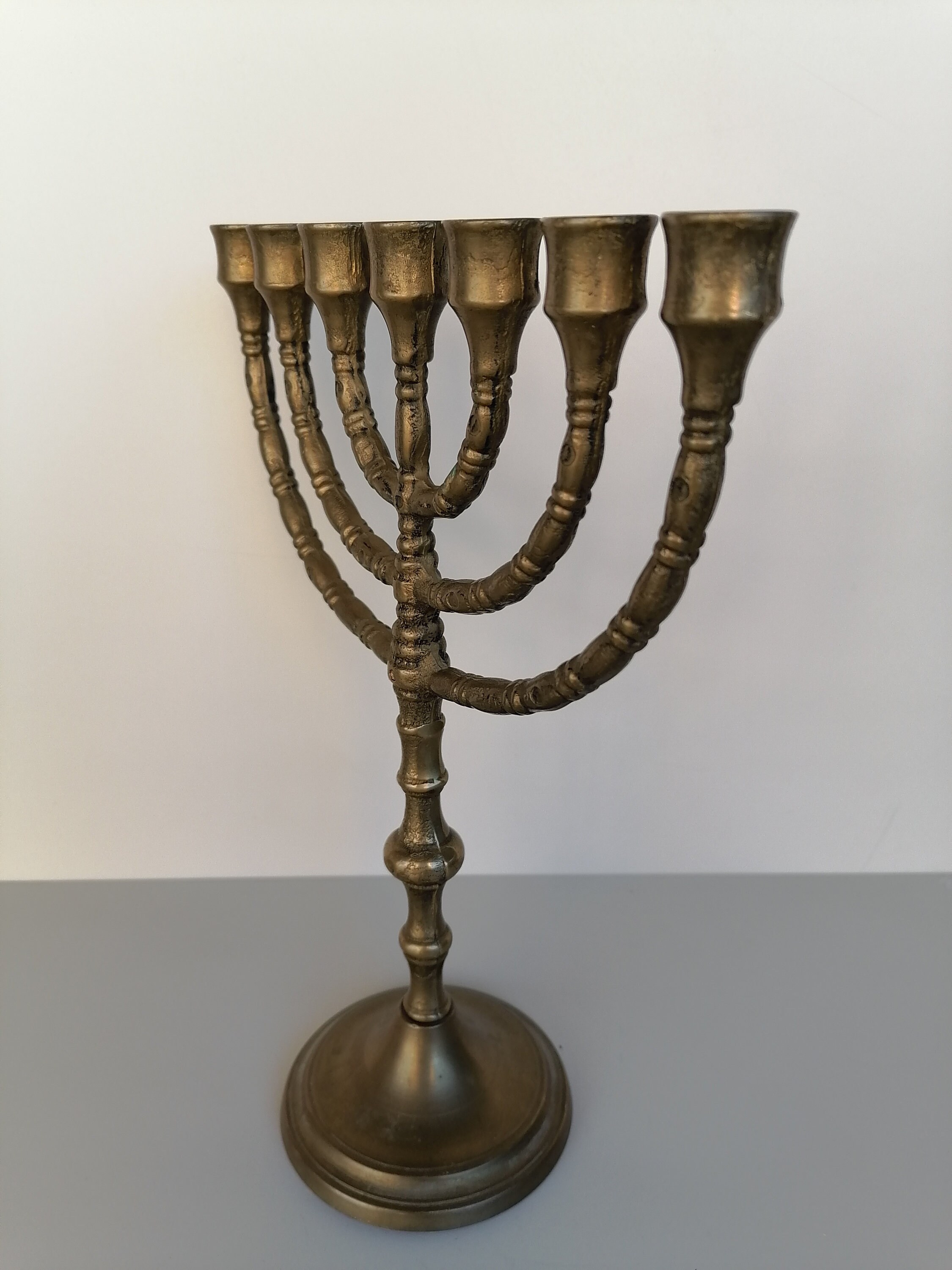 7 Branched Jewish Brass Candle Holder Vintage 7 Arm Candelabrum Jewish ...