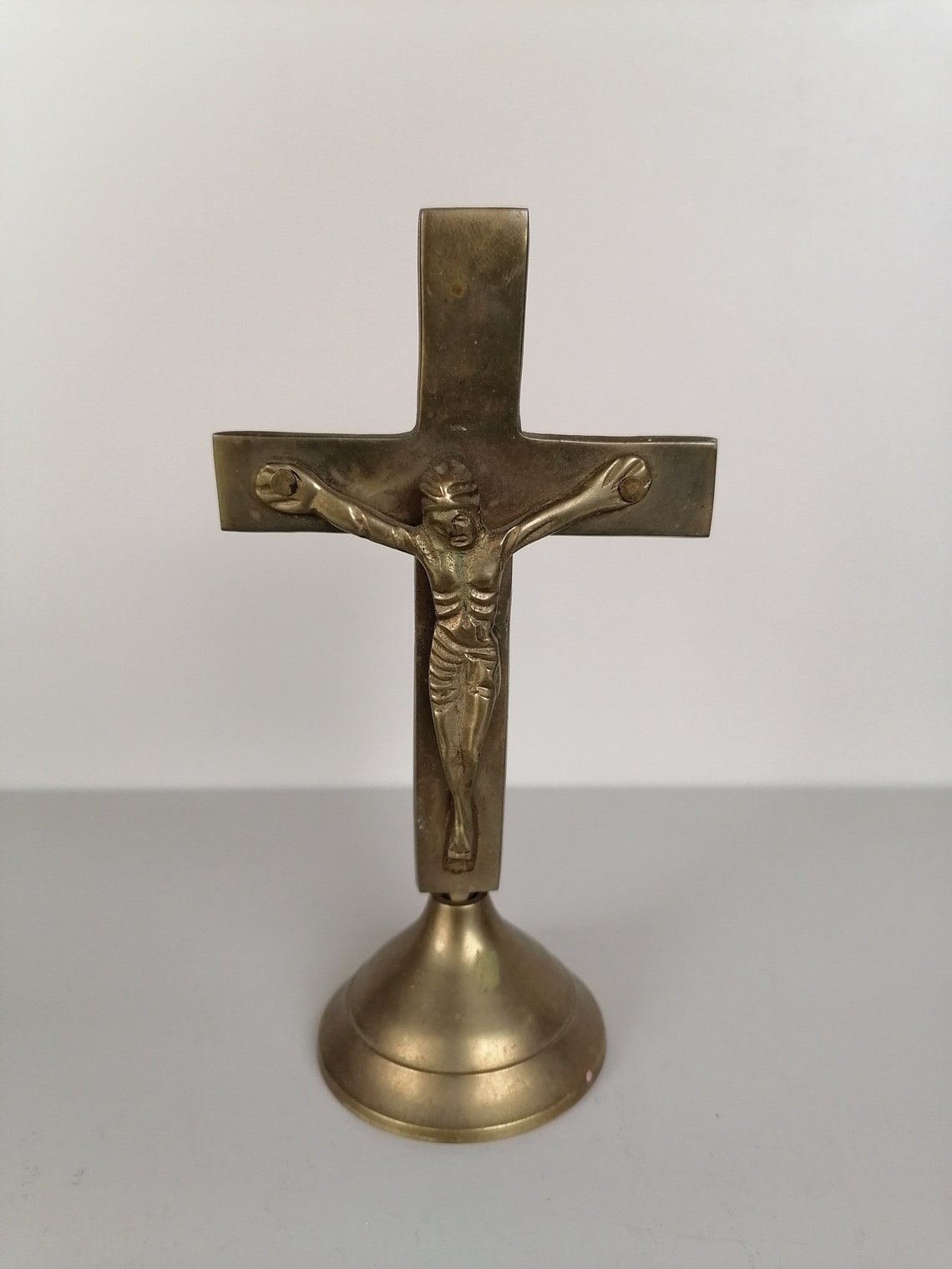 Vintage Brass Cross Crucifixion Cross Brass Table Cross Altar Brass ...