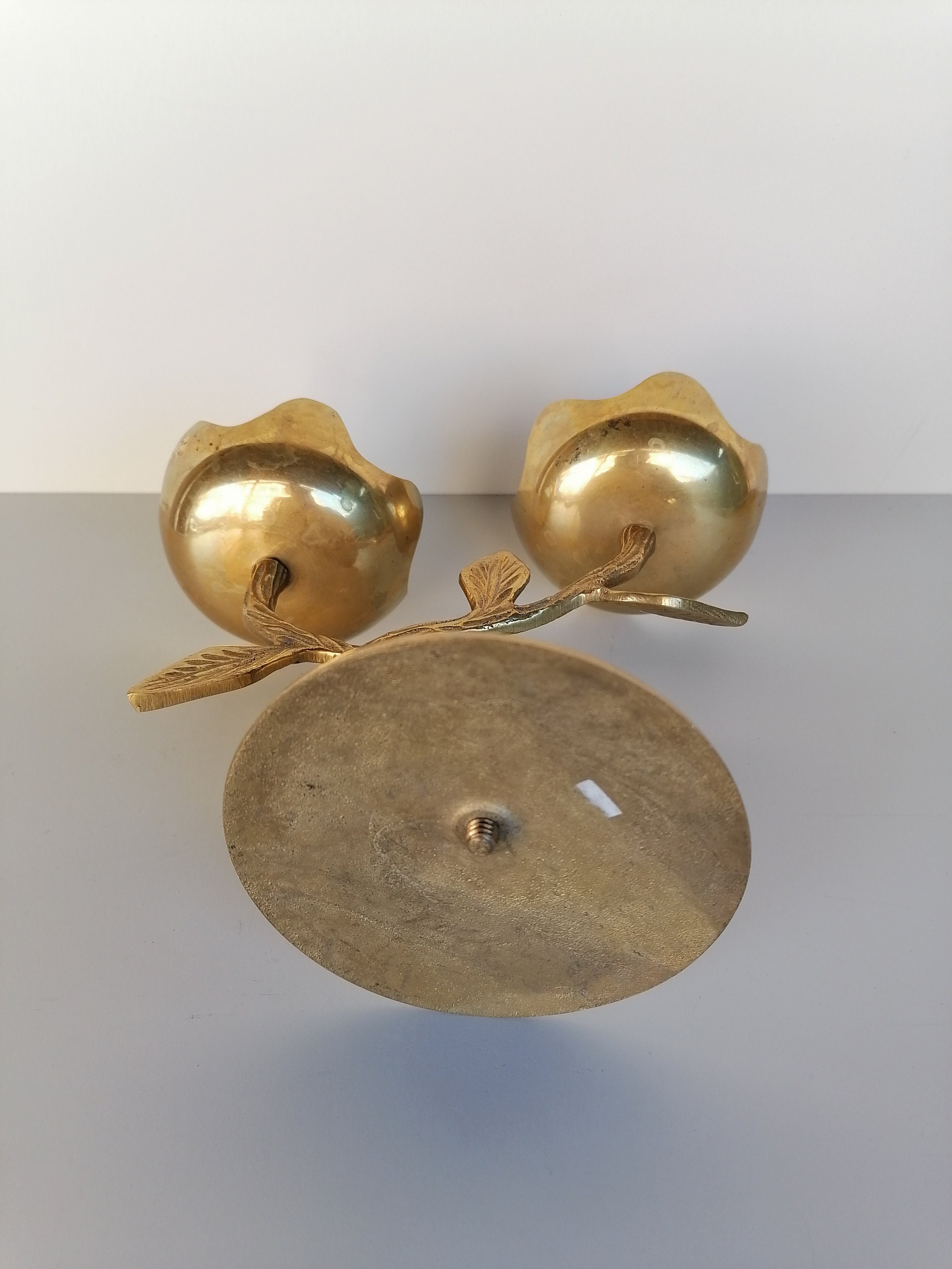 Vintage Brass 2 Arm Candle Holder in the Form of Flowers , Tree Shape ...