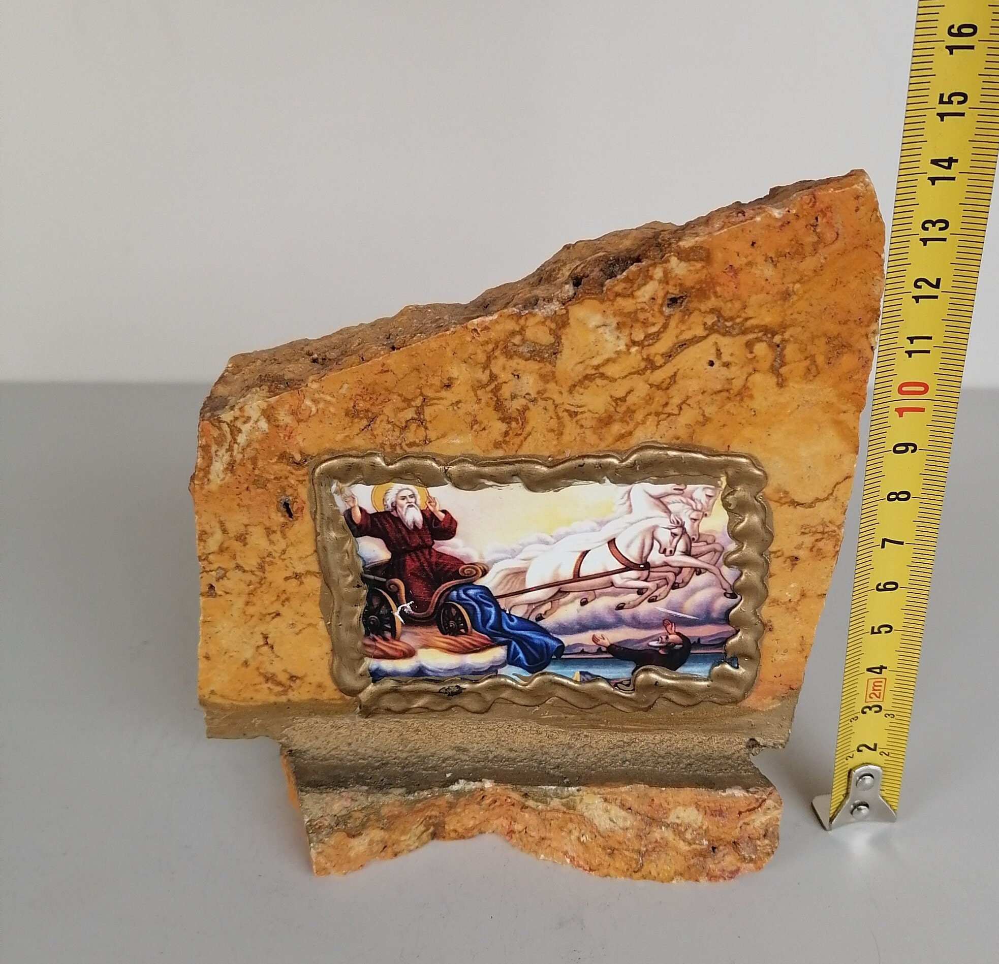 Unique Icon of Saint Elijah on Marble, the Prophet Elijah With the ...