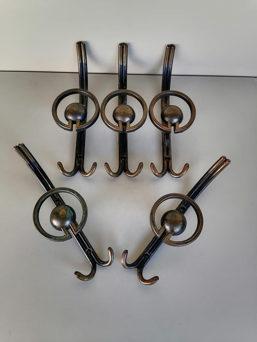 Vintage Art Deco Metal Wall Hooks: Long Coat Hangers, 7.4" - Etsy