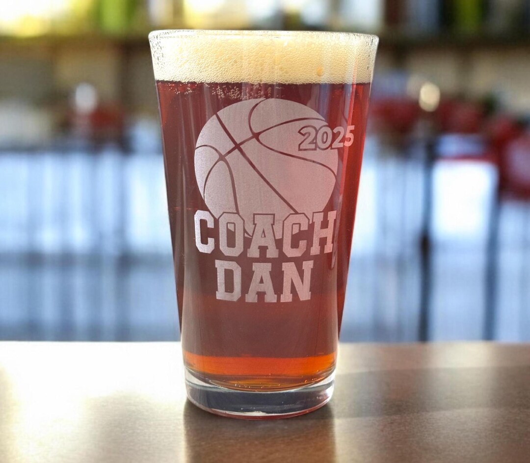 Personalized Basketball Coach Pint Glass – Custom Team Gift, Engraved ...
