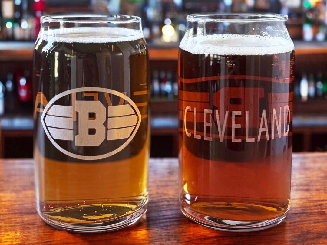 Customized Cleveland Football Glass, Personalized Football Fan Beer ...