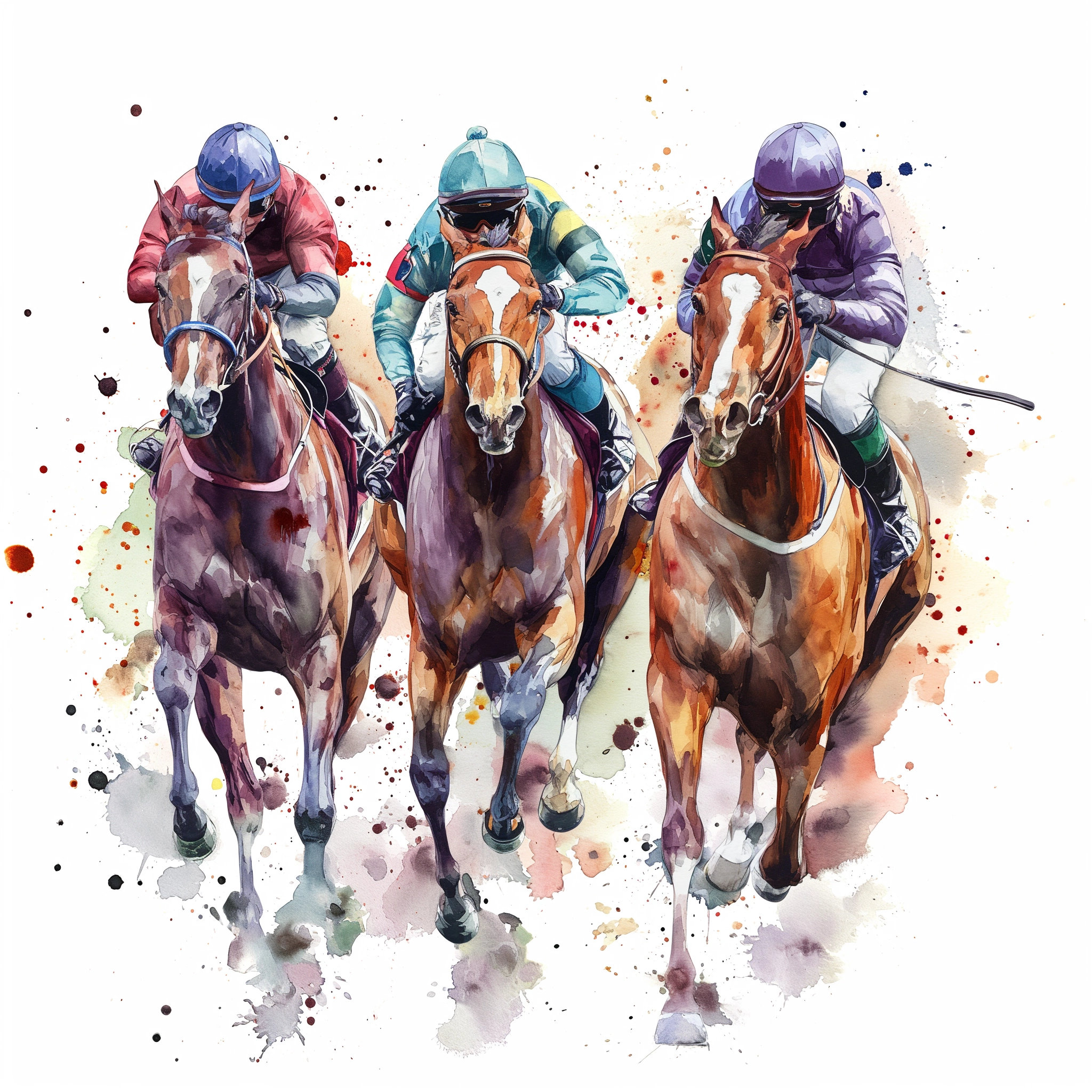 Kentucky Derby - Head on Race Watercolor Digital - Etsy